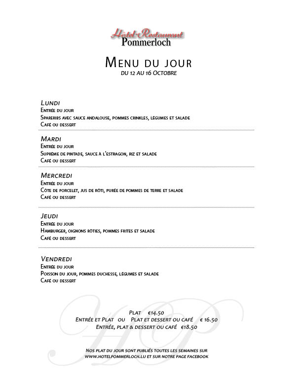 Menu du jour - Pommerloch